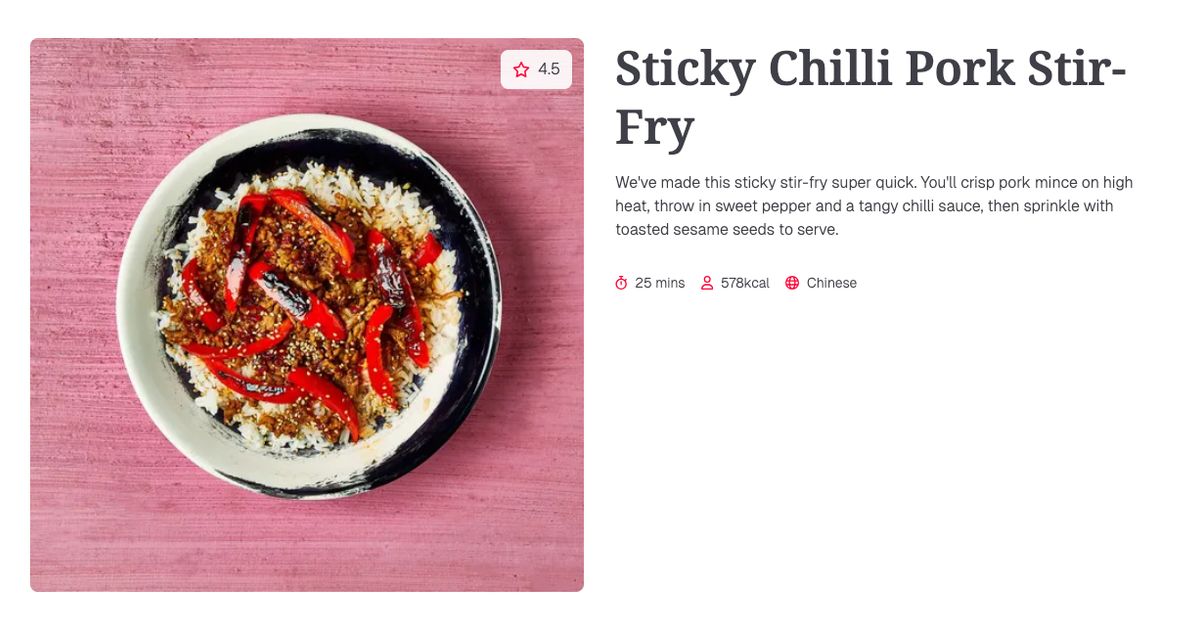 Sticky Chilli Pork Stir-Fry (25 mins) | Gousto Recipe Search