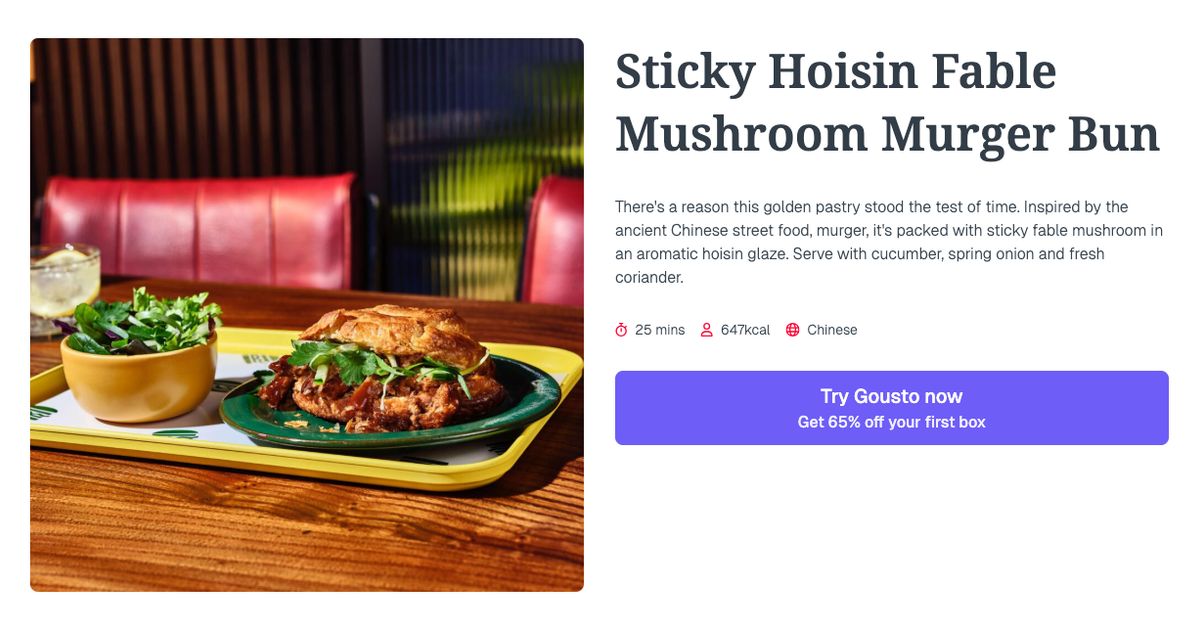 Sticky Hoisin Fable Mushroom Murger Bun (25 mins) | Gousto Recipe Search