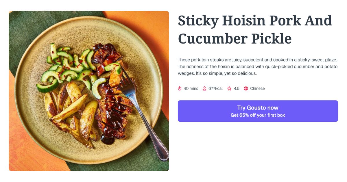 Sticky Hoisin Pork And Cucumber Pickle (40 mins) | Gousto Recipe Search