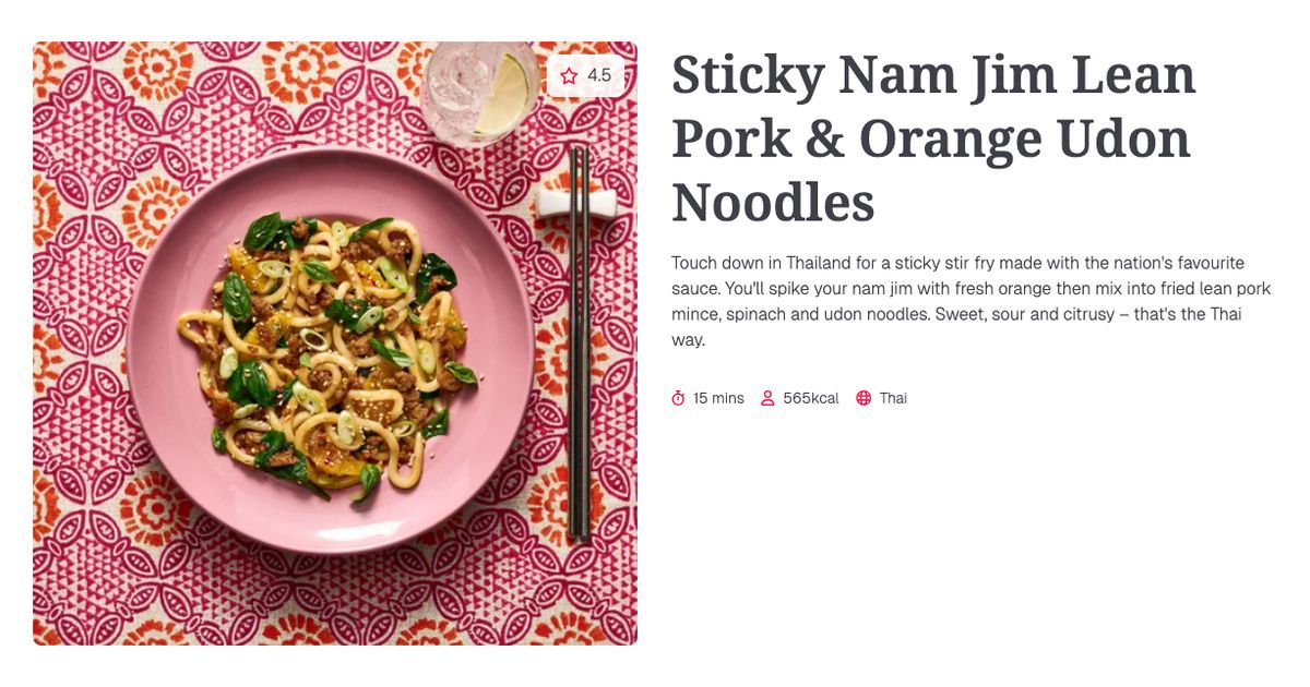 Sticky Nam Jim Lean Pork & Orange Udon Noodles (15 mins) | Gousto ...