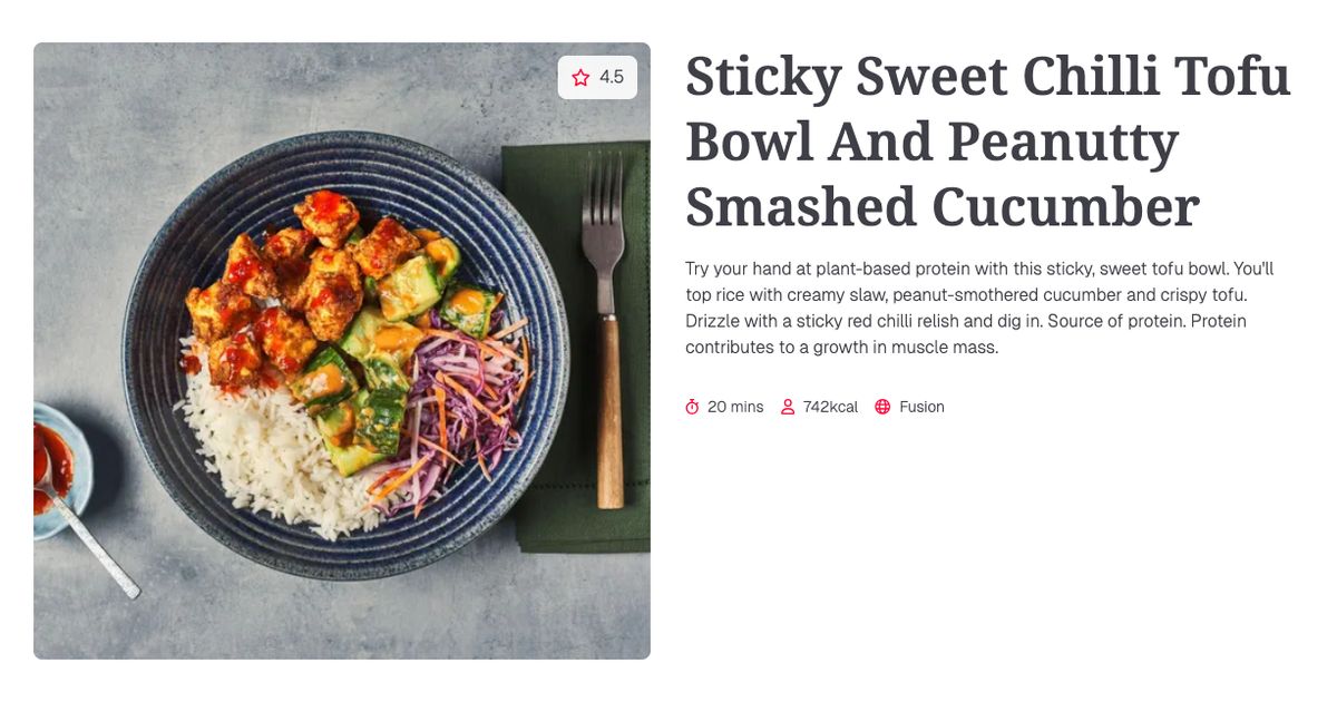 Sticky Sweet Chilli Tofu Bowl And Peanutty Smashed Cucumber (20 mins ...