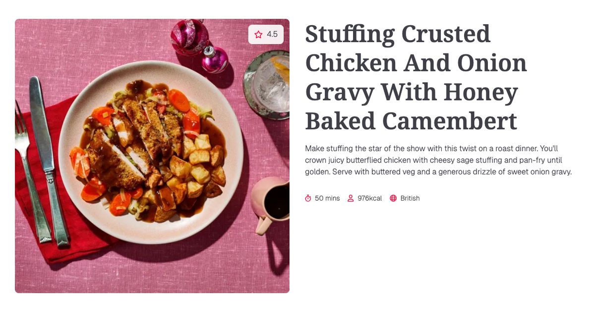 Stuffing Crusted Chicken And Onion Gravy With Honey Baked Camembert (50 ...