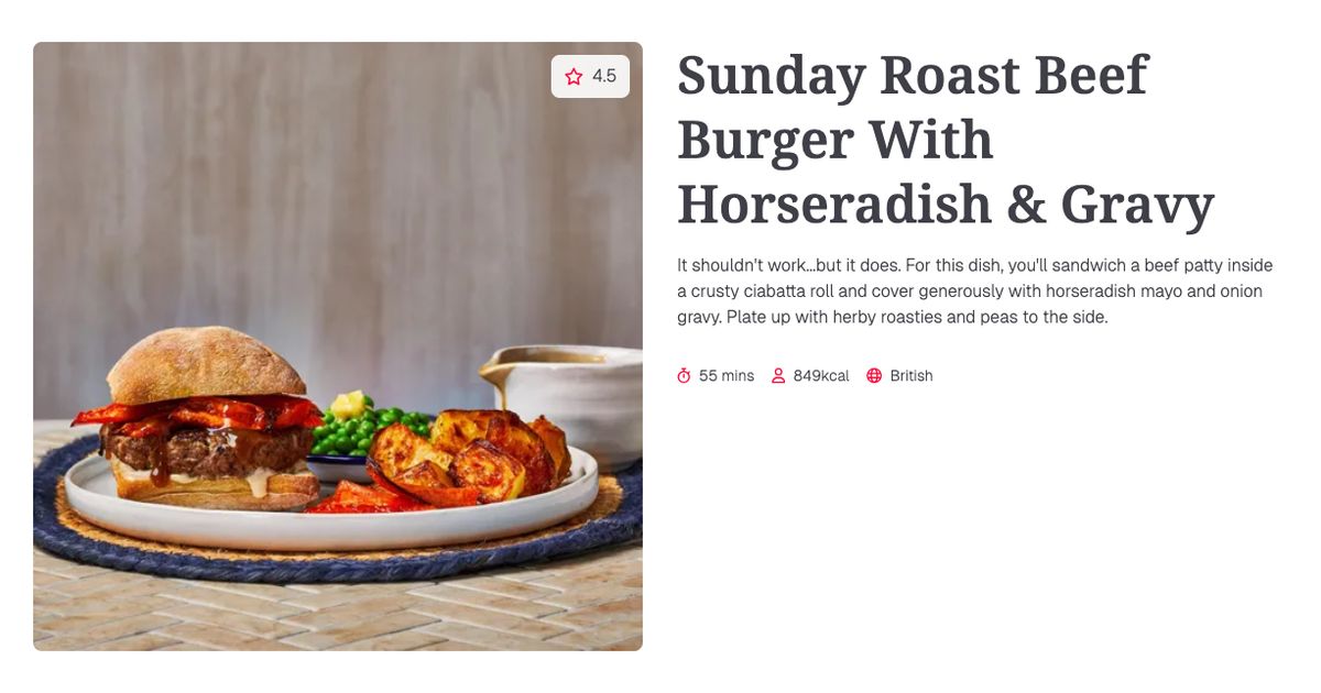 Sunday Roast Beef Burger With Horseradish & Gravy (55 mins) | Gousto ...