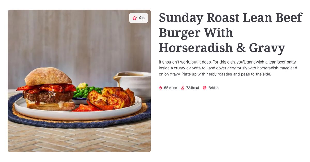 Sunday Roast Lean Beef Burger With Horseradish & Gravy (55 mins ...