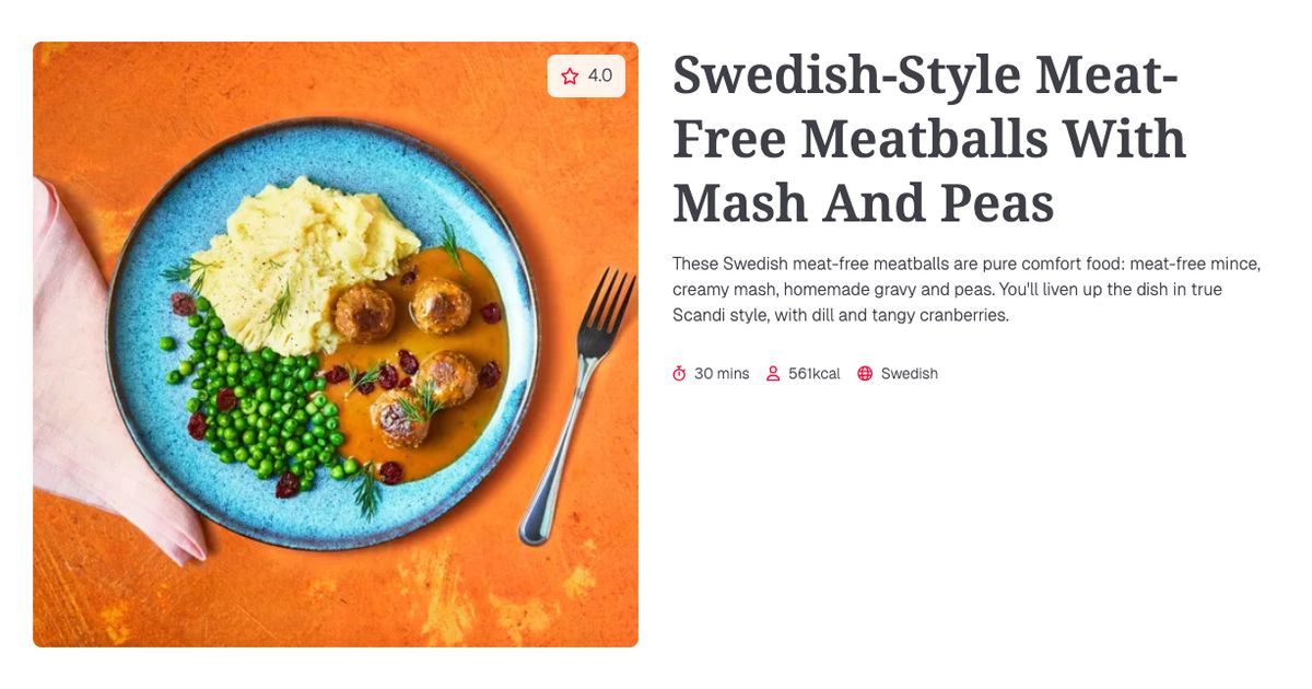 Swedish-Style Meat-Free Meatballs With Mash And Peas (30 mins) | Gousto ...