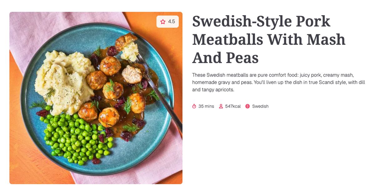 Swedish-Style Pork Meatballs With Mash And Peas (35 mins) | Gousto ...
