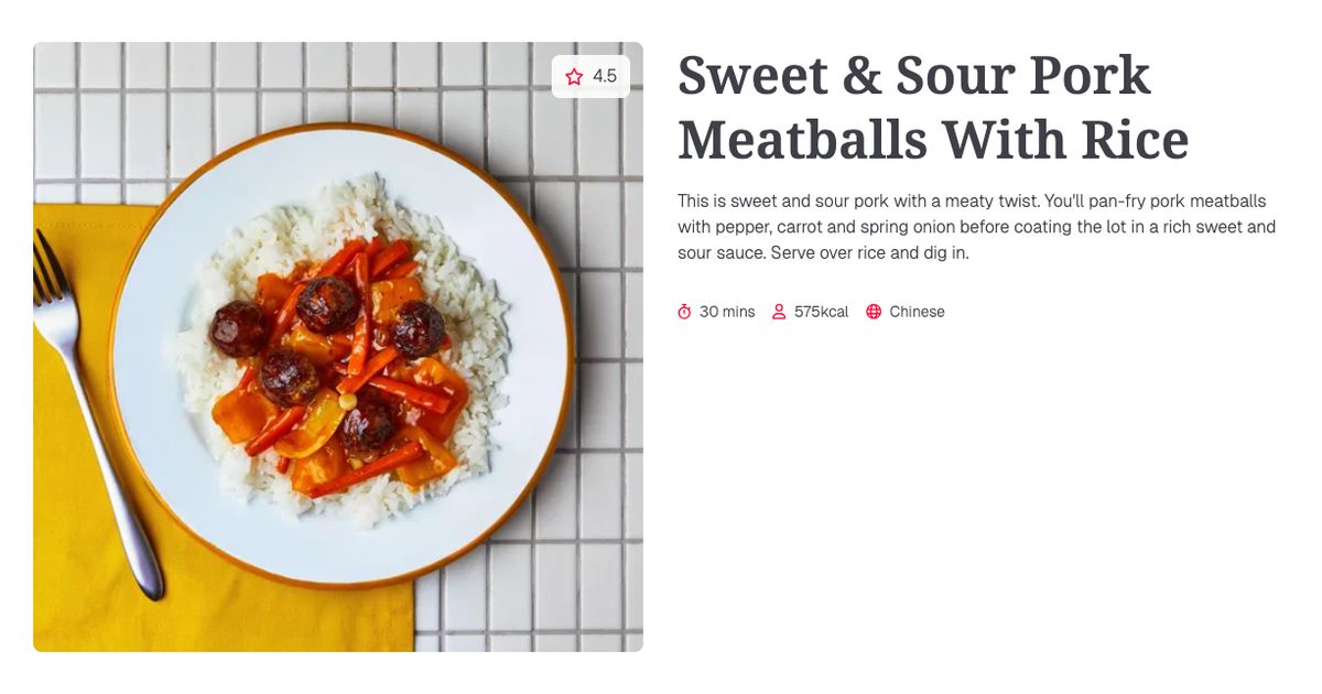 Sweet & Sour Pork Meatballs With Rice (30 mins) | Gousto Recipe Search