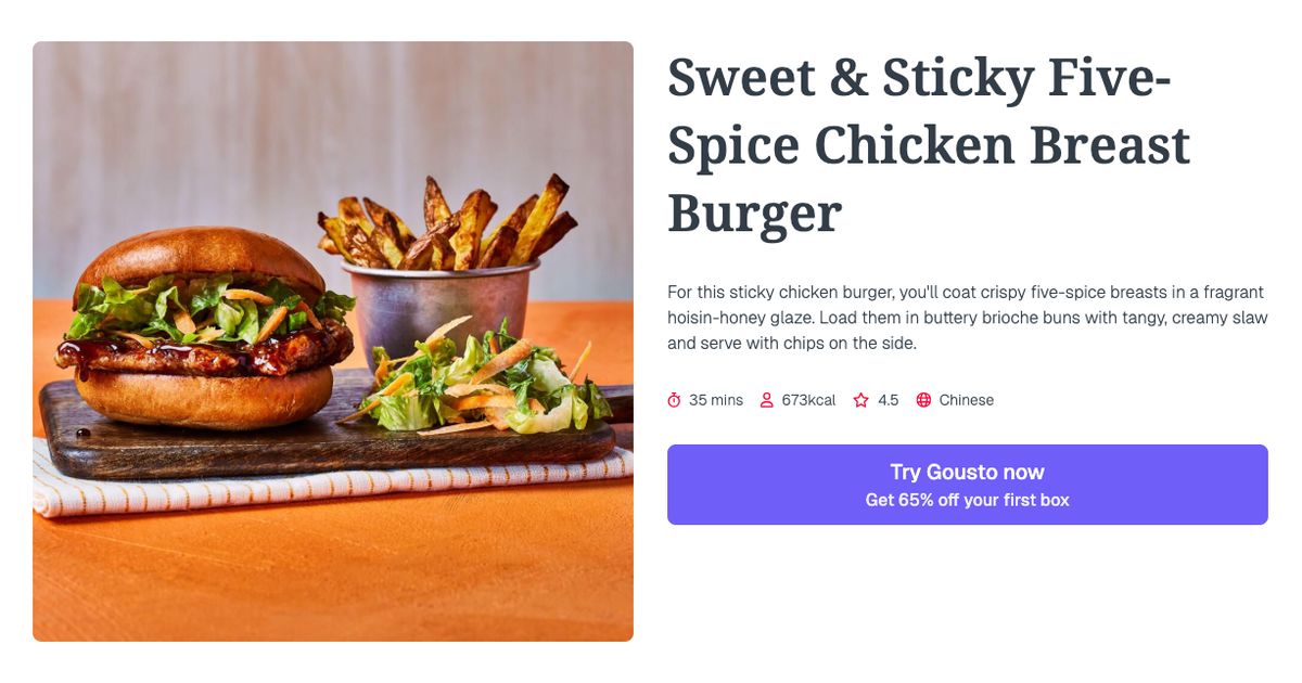 Sweet & Sticky Five-Spice Chicken Breast Burger (35 mins) | Gousto ...