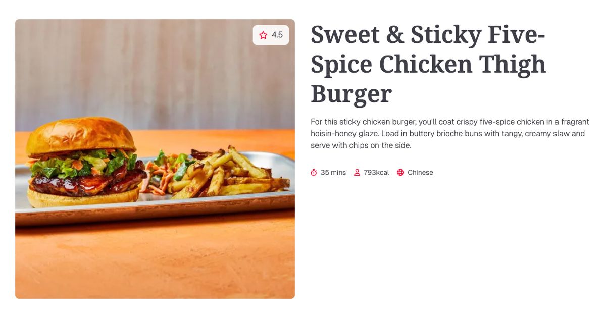 Sweet & Sticky Five-Spice Chicken Thigh Burger (35 mins) | Gousto ...