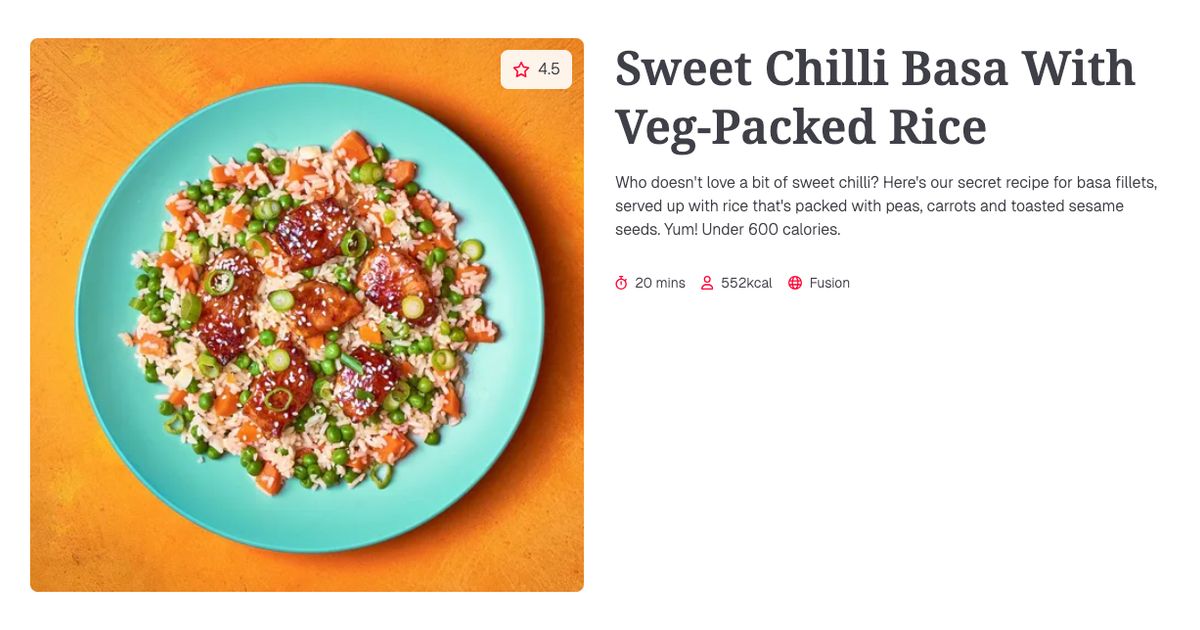 Sweet Chilli Basa With Veg-Packed Rice (20 mins) | Gousto Recipe Search