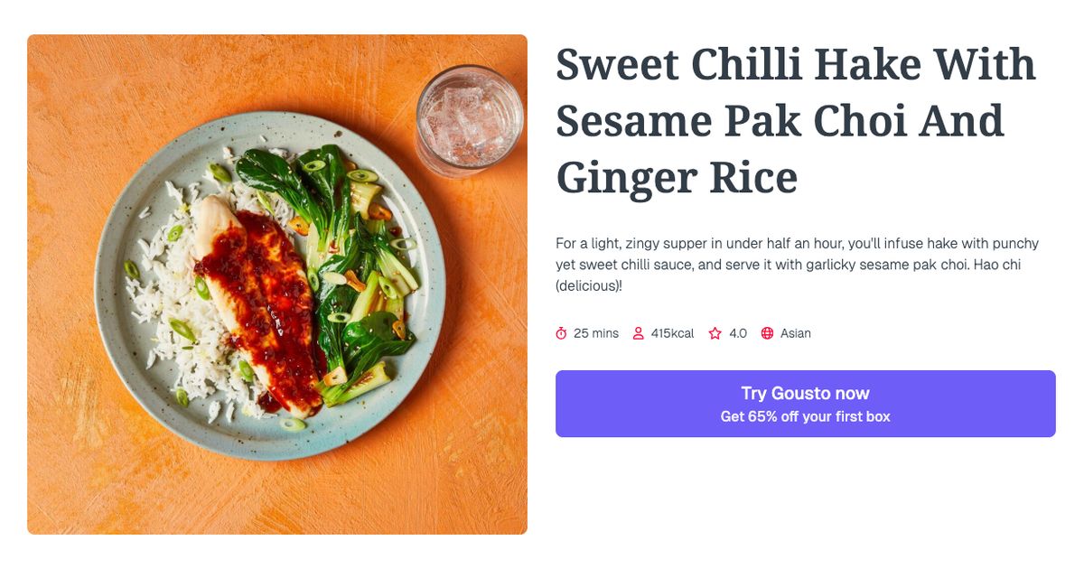 Sweet Chilli Hake With Sesame Pak Choi And Ginger Rice (25 mins ...