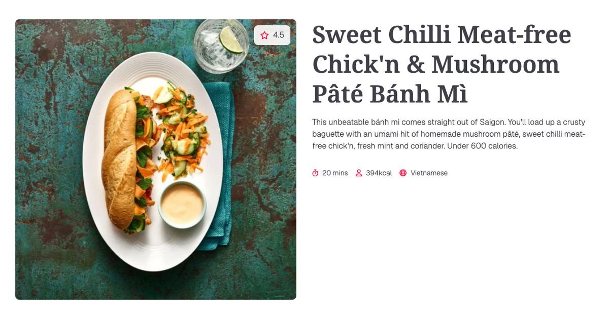 Sweet Chilli Meat-free Chick'n & Mushroom Pâté Bánh Mì (20 mins ...