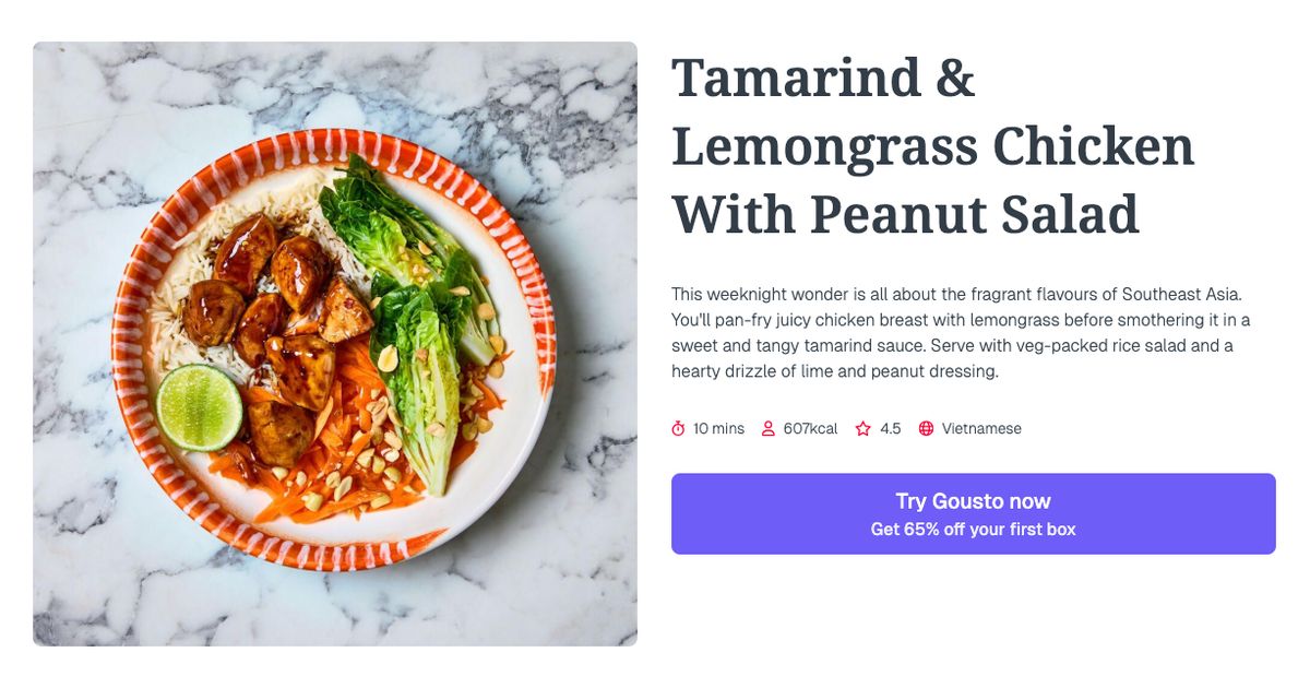 Tamarind & Lemongrass Chicken With Peanut Salad (10 mins) | Gousto ...