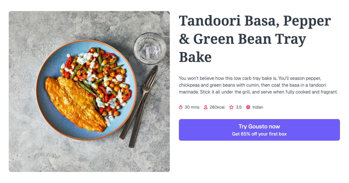 Tandoori Basa, Pepper & Green Bean Tray Bake (30 mins) | Gousto Recipe ...