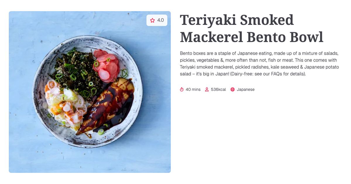 Teriyaki Smoked Mackerel Bento Bowl (40 mins) | Gousto Recipe Search