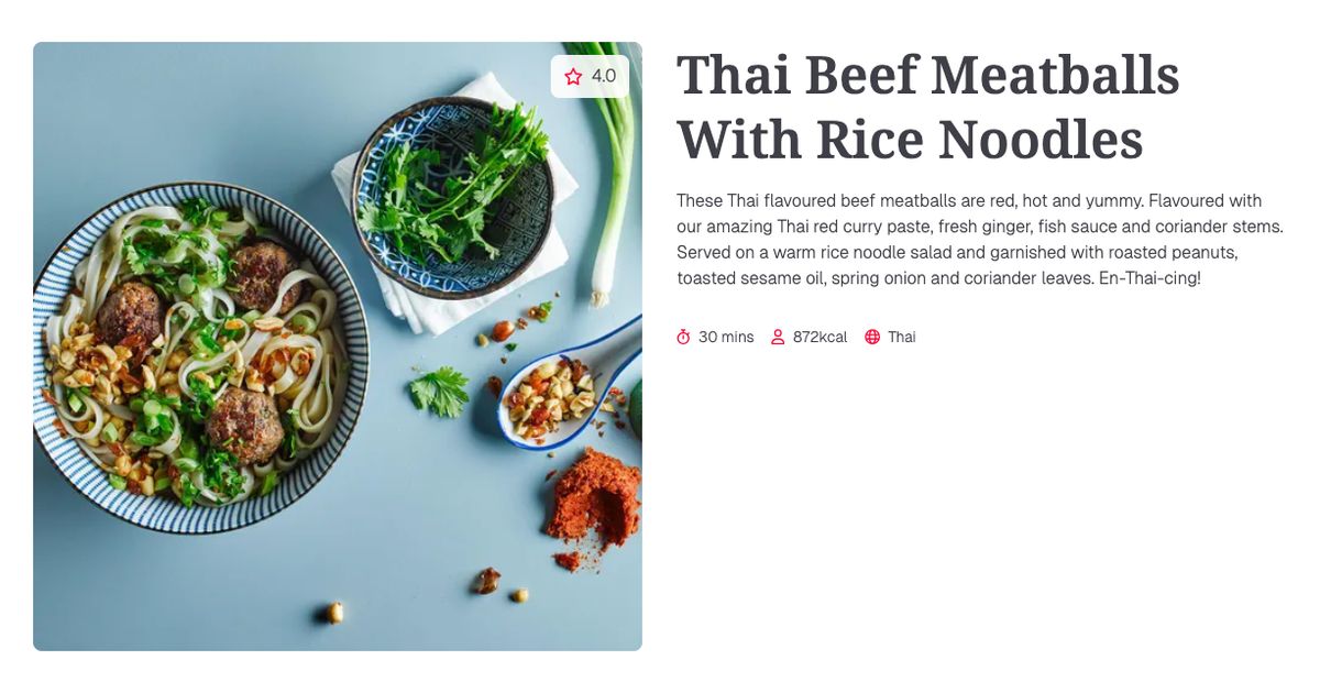 Thai Beef Meatballs With Rice Noodles (30 mins) | Gousto Recipe Search
