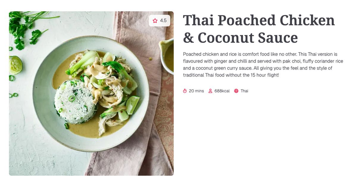 Thai Poached Chicken & Coconut Sauce (20 mins) | Gousto Recipe Search