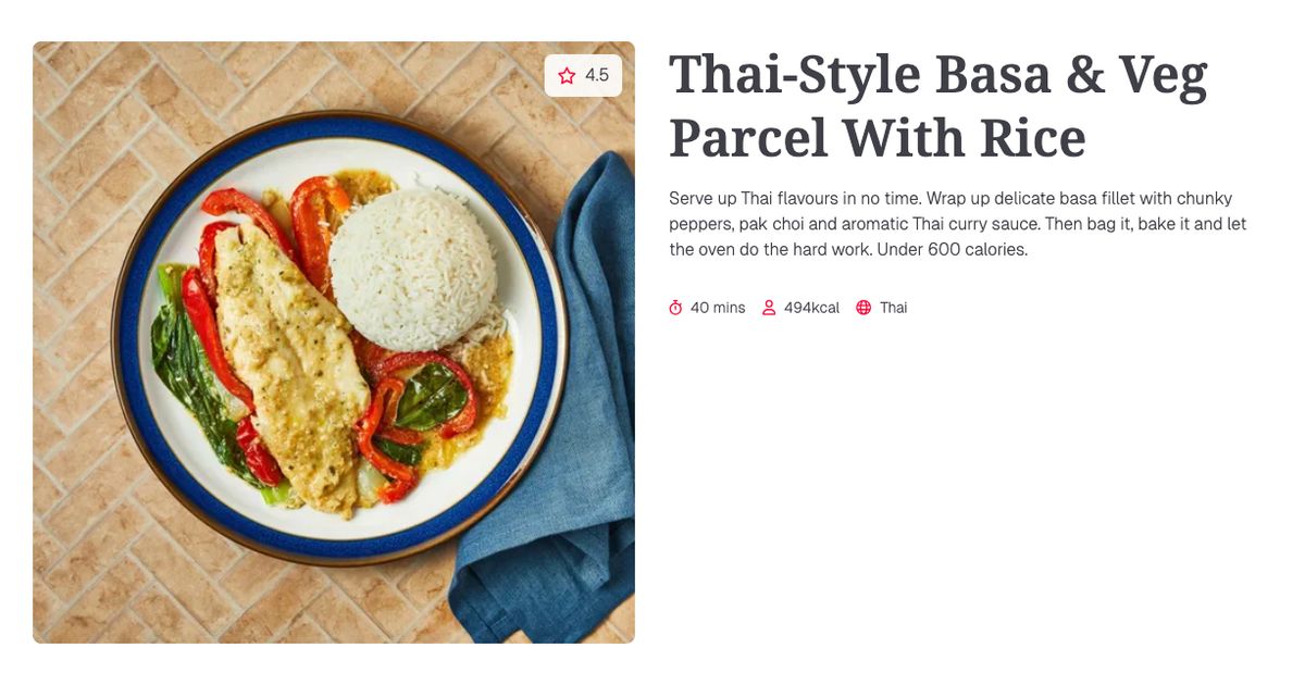 Thai-Style Basa & Veg Parcel With Rice (40 mins) | Gousto Recipe Search