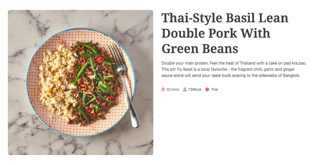 Thai-Style Basil Lean Double Pork With Green Beans (10 mins) | Gousto ...