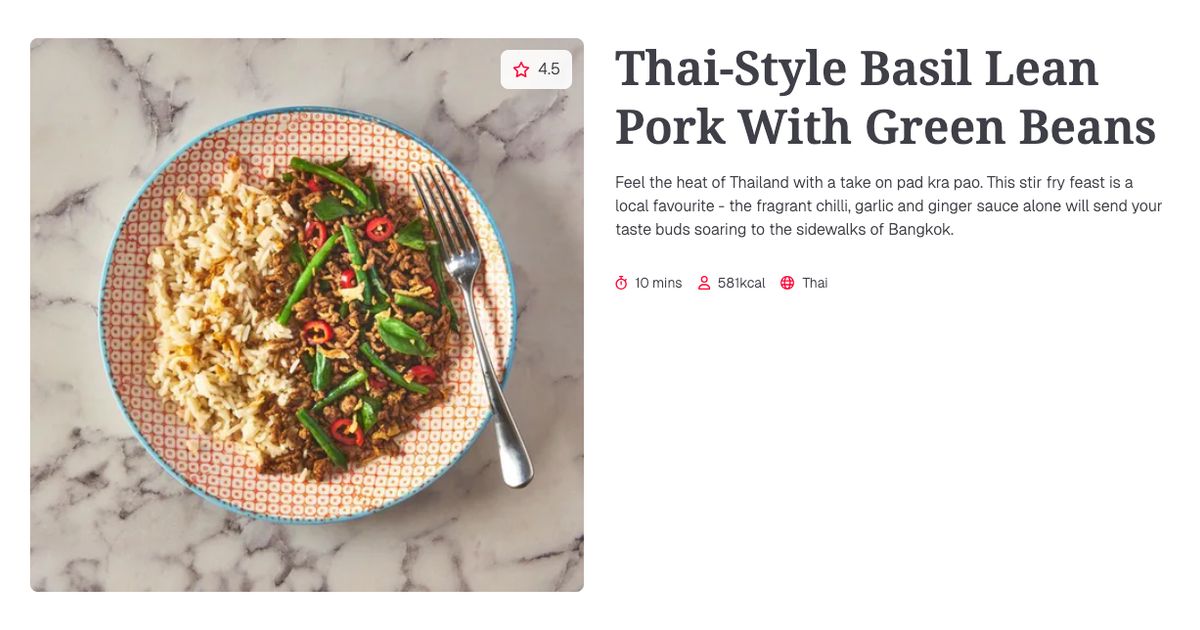 Thai-Style Basil Lean Pork With Green Beans (10 mins) | Gousto Recipe ...