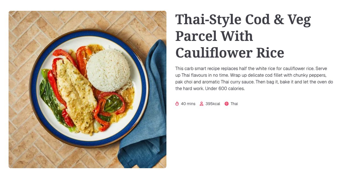 Thai-Style Cod & Veg Parcel With Cauliflower Rice (40 mins) | Gousto ...