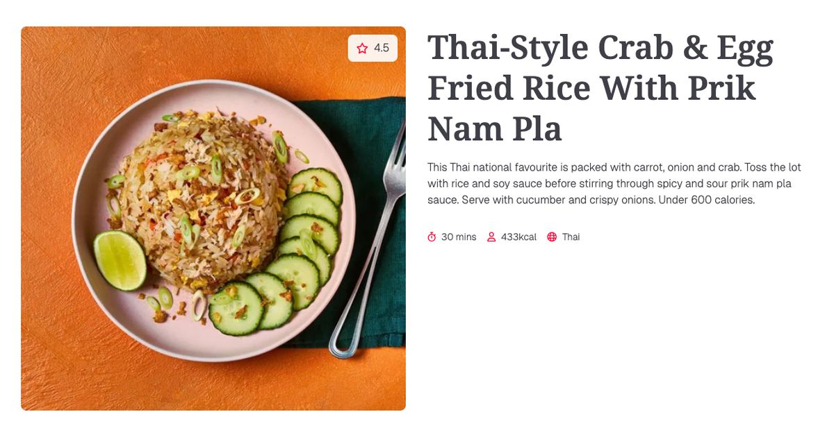 Thai-Style Crab & Egg Fried Rice With Prik Nam Pla (30 mins) | Gousto ...