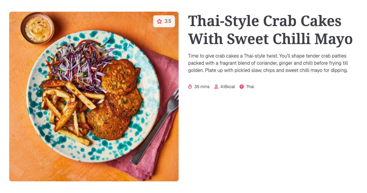 Thai-Style Crab Cakes With Sweet Chilli Mayo (35 mins) | Gousto Recipe ...