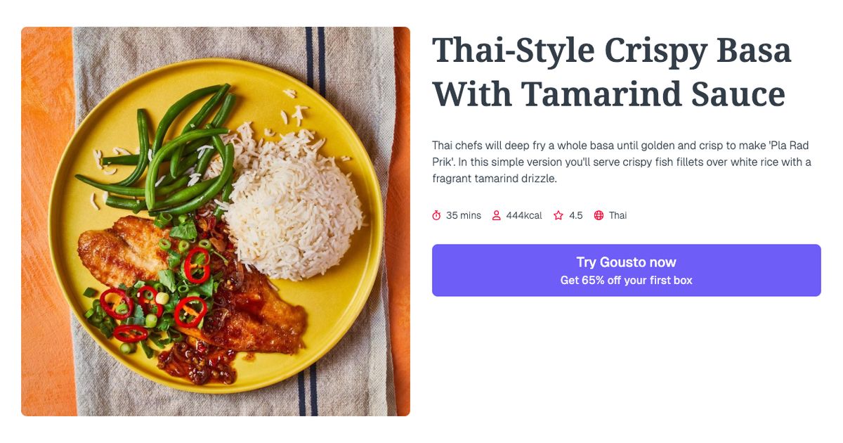 Thai-Style Crispy Basa With Tamarind Sauce (35 mins) | Gousto Recipe Search