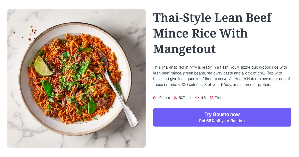 Thai-Style Lean Beef Mince Rice With Mangetout (10 mins) | Gousto ...
