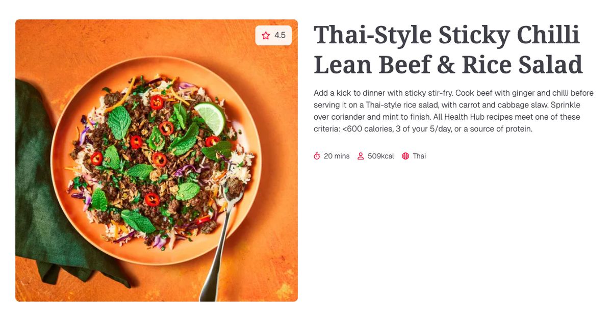 Thai-Style Sticky Chilli Lean Beef & Rice Salad (20 mins) | Gousto ...