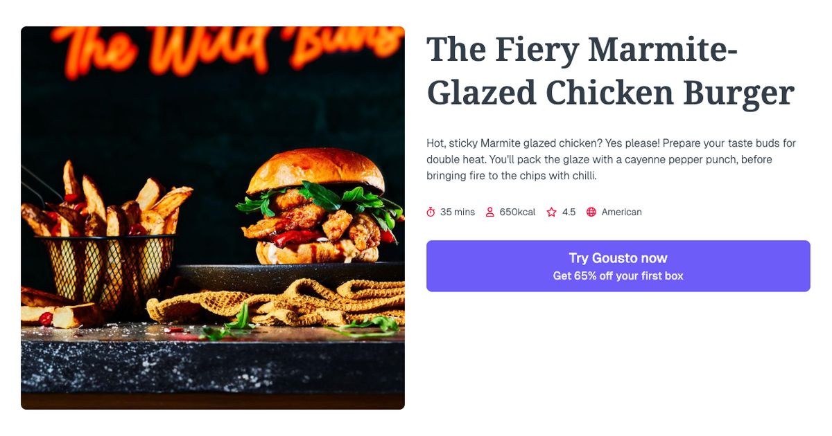 The Fiery Marmite-Glazed Chicken Burger (35 mins) | Gousto Recipe Search
