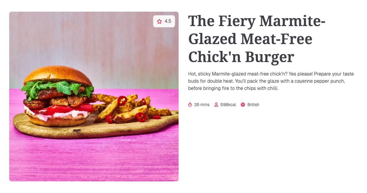 The Fiery Marmite-Glazed Meat-Free Chick'n Burger (35 mins) | Gousto ...