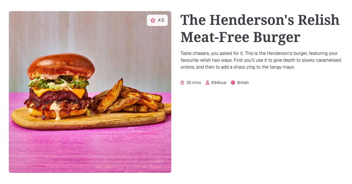 The Henderson's Relish Meat-Free Burger (35 mins) | Gousto Recipe Search