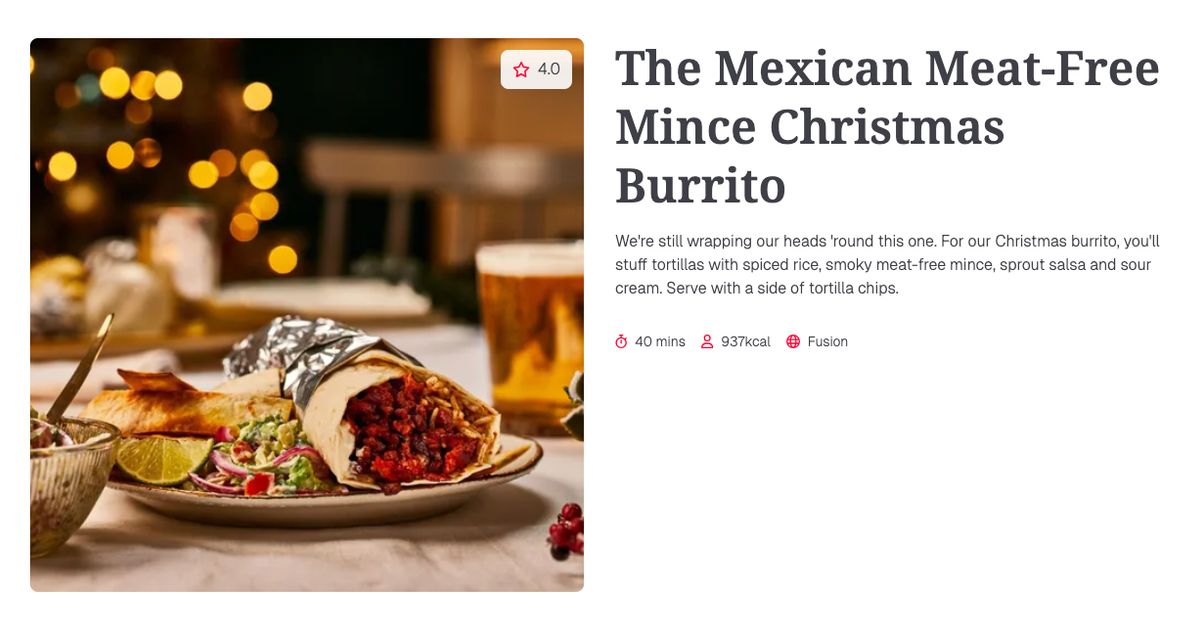 The Mexican Meat-Free Mince Christmas Burrito (40 mins) | Gousto Recipe ...
