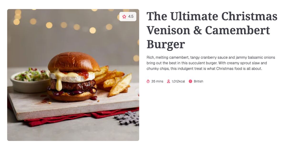 The Ultimate Christmas Venison & Camembert Burger (35 mins) | Gousto ...