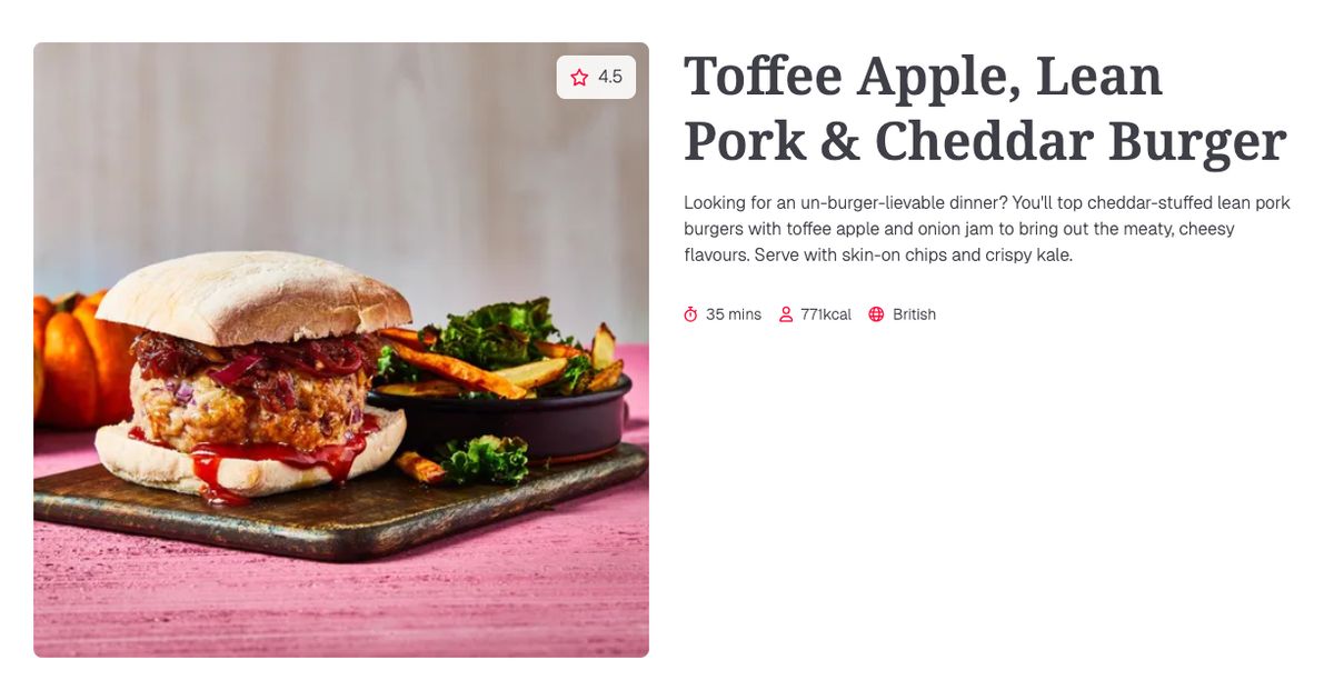 Toffee Apple, Lean Pork & Cheddar Burger (35 mins) | Gousto Recipe Search
