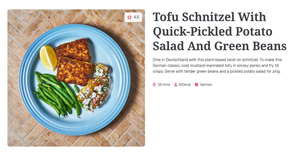 Tofu Schnitzel With Quick-Pickled Potato Salad And Green Beans (35 mins ...