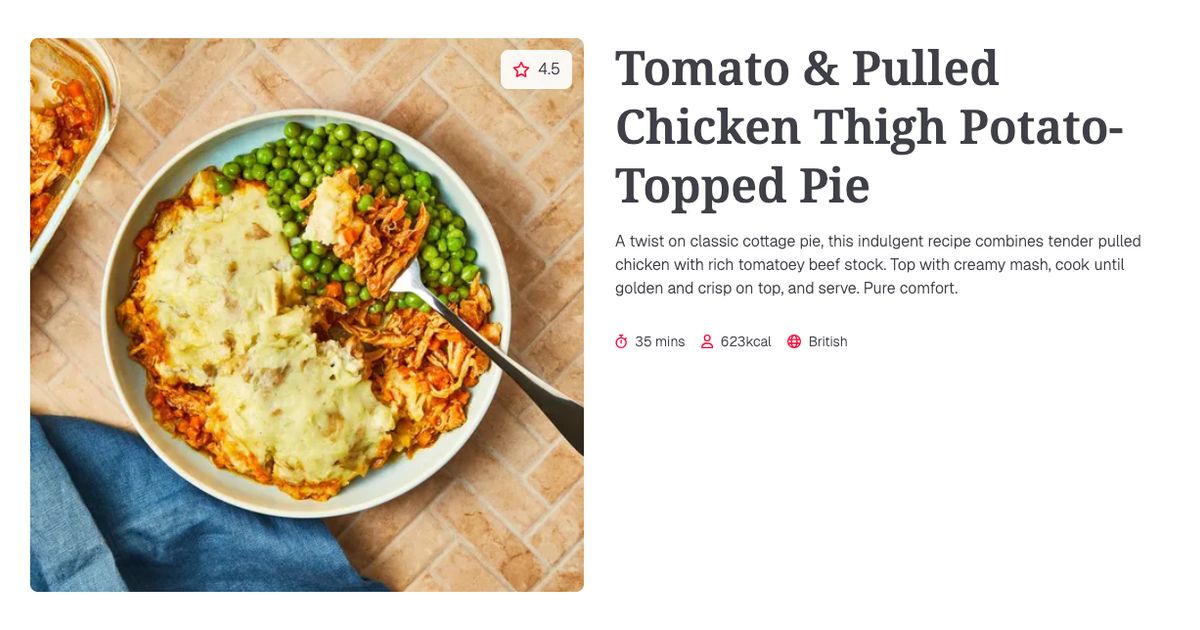 Tomato & Pulled Chicken Thigh Potato-Topped Pie (35 mins) | Gousto ...