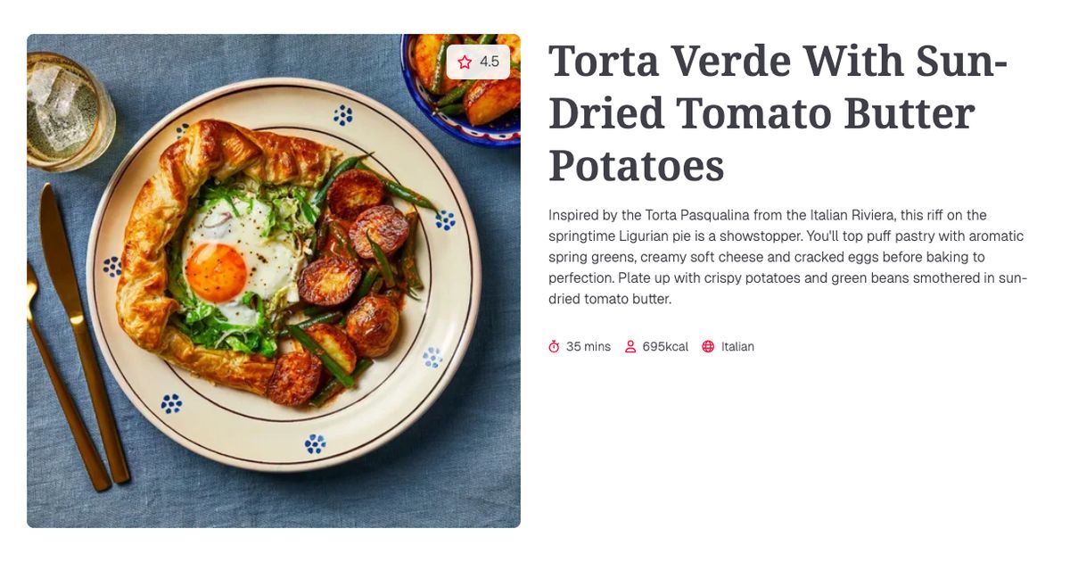 Torta Verde With Sun-Dried Tomato Butter Potatoes (35 mins) | Gousto ...