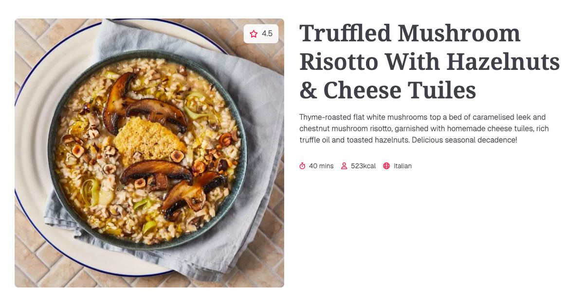 Truffled Mushroom Risotto With Hazelnuts & Cheese Tuiles (40 mins ...