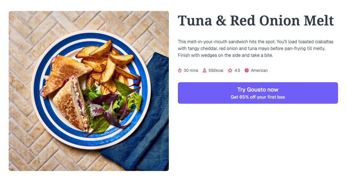 Tuna & Red Onion Melt (30 mins) | Gousto Recipe Search