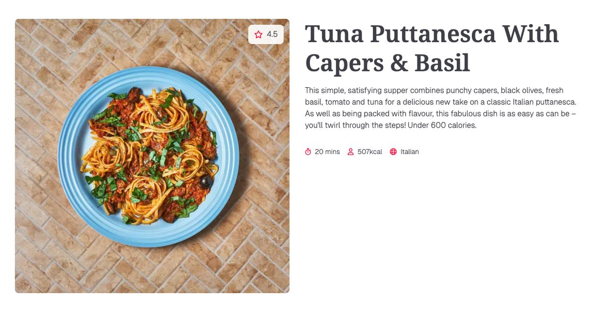 Tuna Puttanesca With Capers & Basil (20 mins) | Gousto Recipe Search
