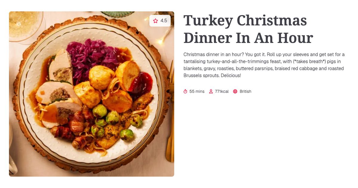 Turkey Christmas Dinner In An Hour (55 mins) | Gousto Recipe Search