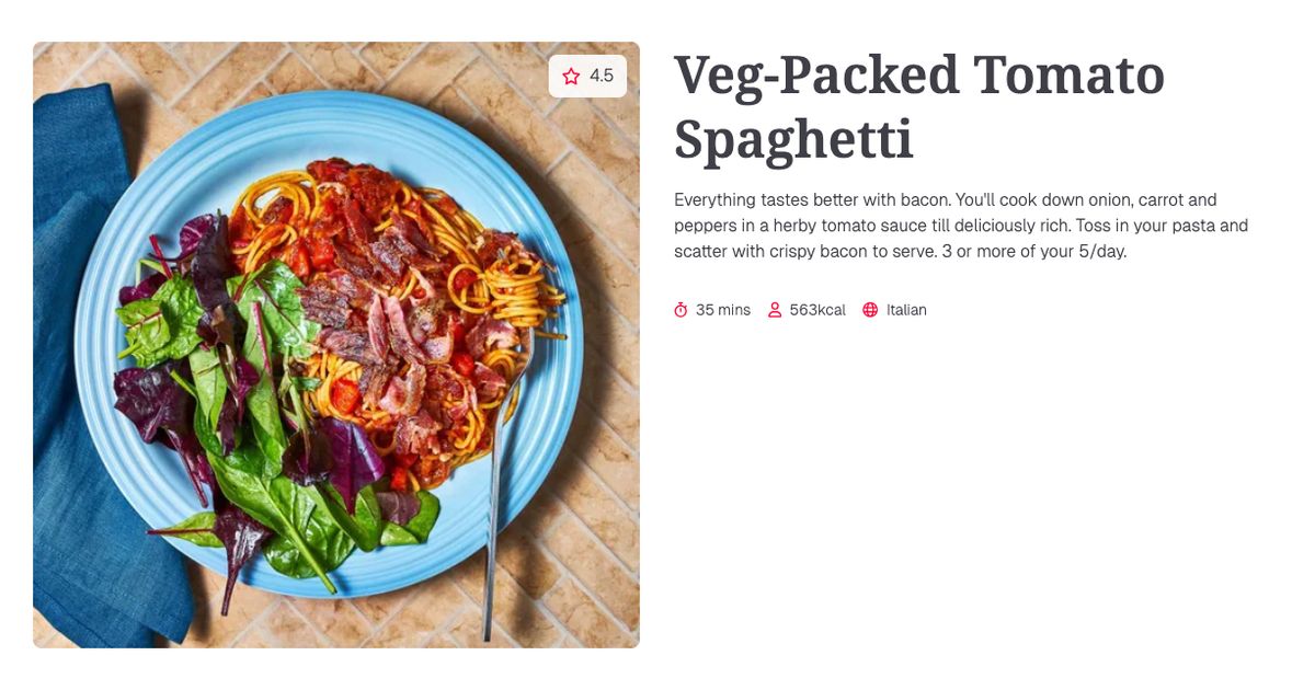 Veg-Packed Tomato Spaghetti (35 mins) | Gousto Recipe Search