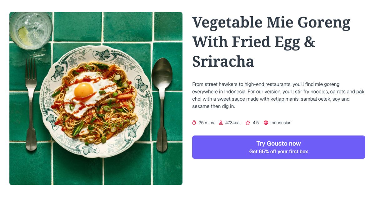 Vegetable Mie Goreng With Fried Egg & Sriracha (25 mins) | Gousto ...