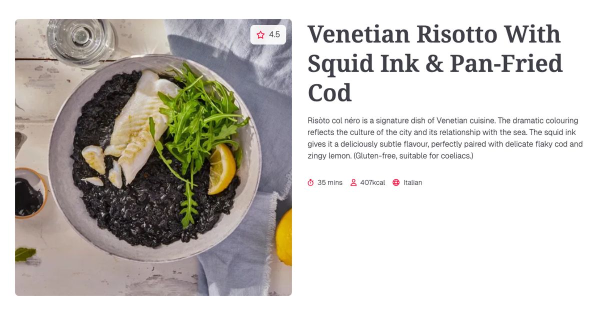 Venetian Risotto With Squid Ink & Pan-Fried Cod (35 mins) | Gousto ...