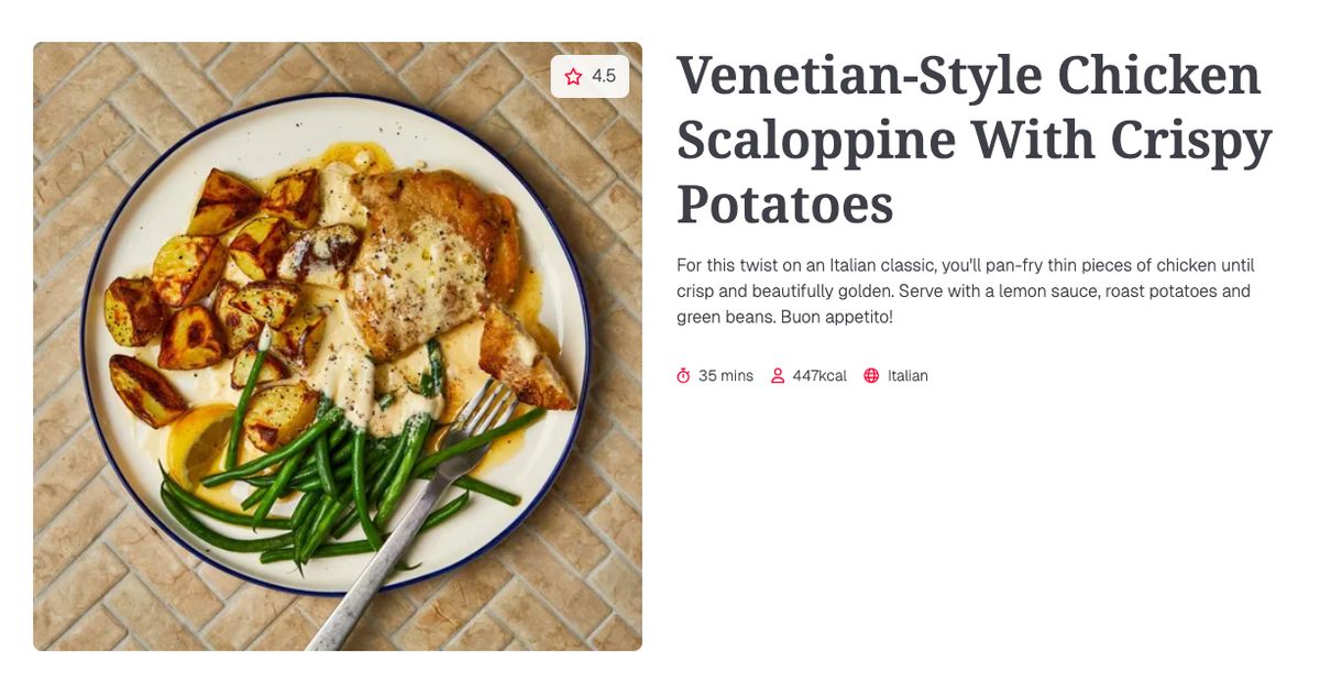 Venetian-Style Chicken Scaloppine With Crispy Potatoes (35 mins ...
