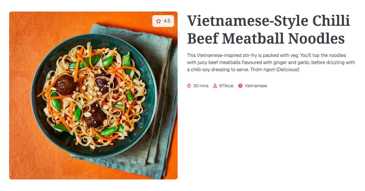 Vietnamese-Style Chilli Beef Meatball Noodles (30 mins) | Gousto Recipe ...