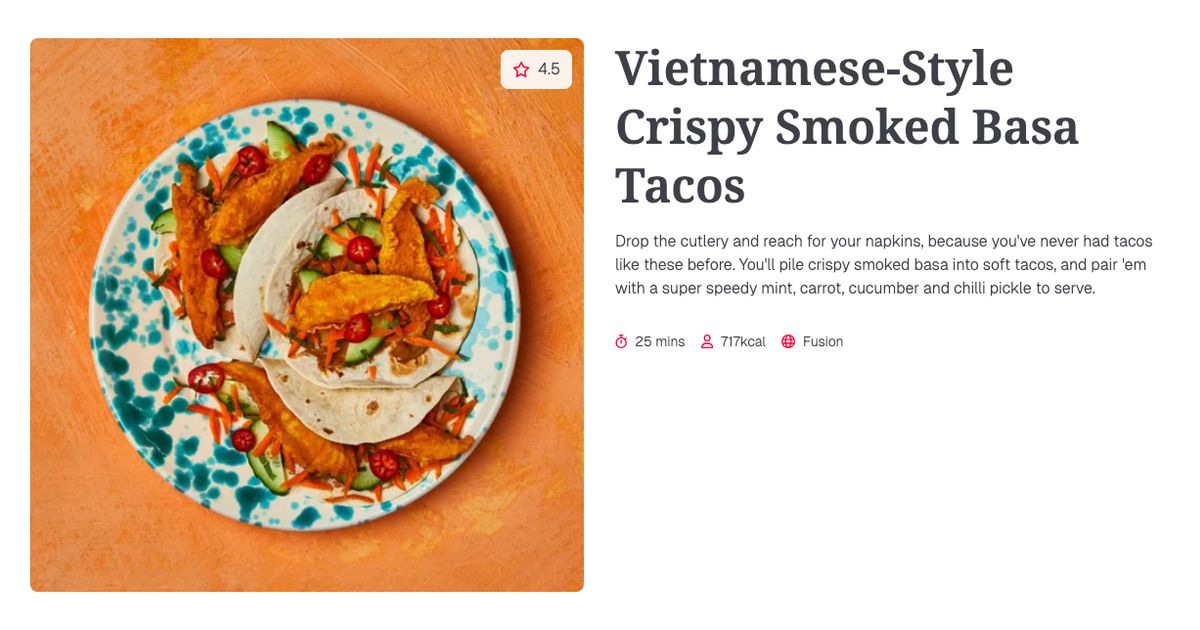 Vietnamese-Style Crispy Smoked Basa Tacos (25 mins) | Gousto Recipe Search