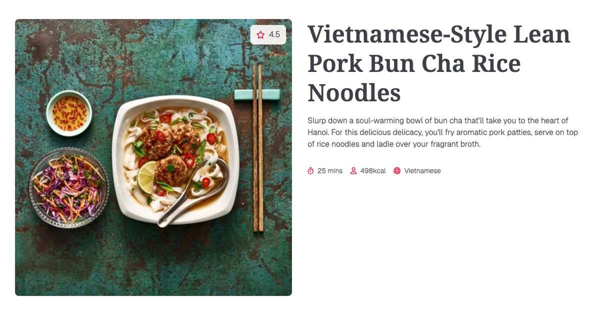 Vietnamese-Style Lean Pork Bun Cha Rice Noodles (25 mins) | Gousto ...